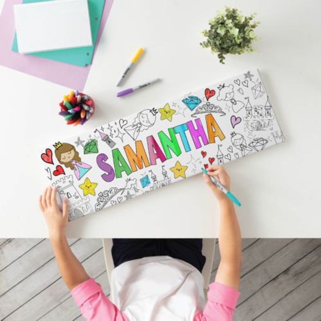 DIY Color Your Name Princess 9x27 Canvas, DIY Canvas, Christmas Gift ...