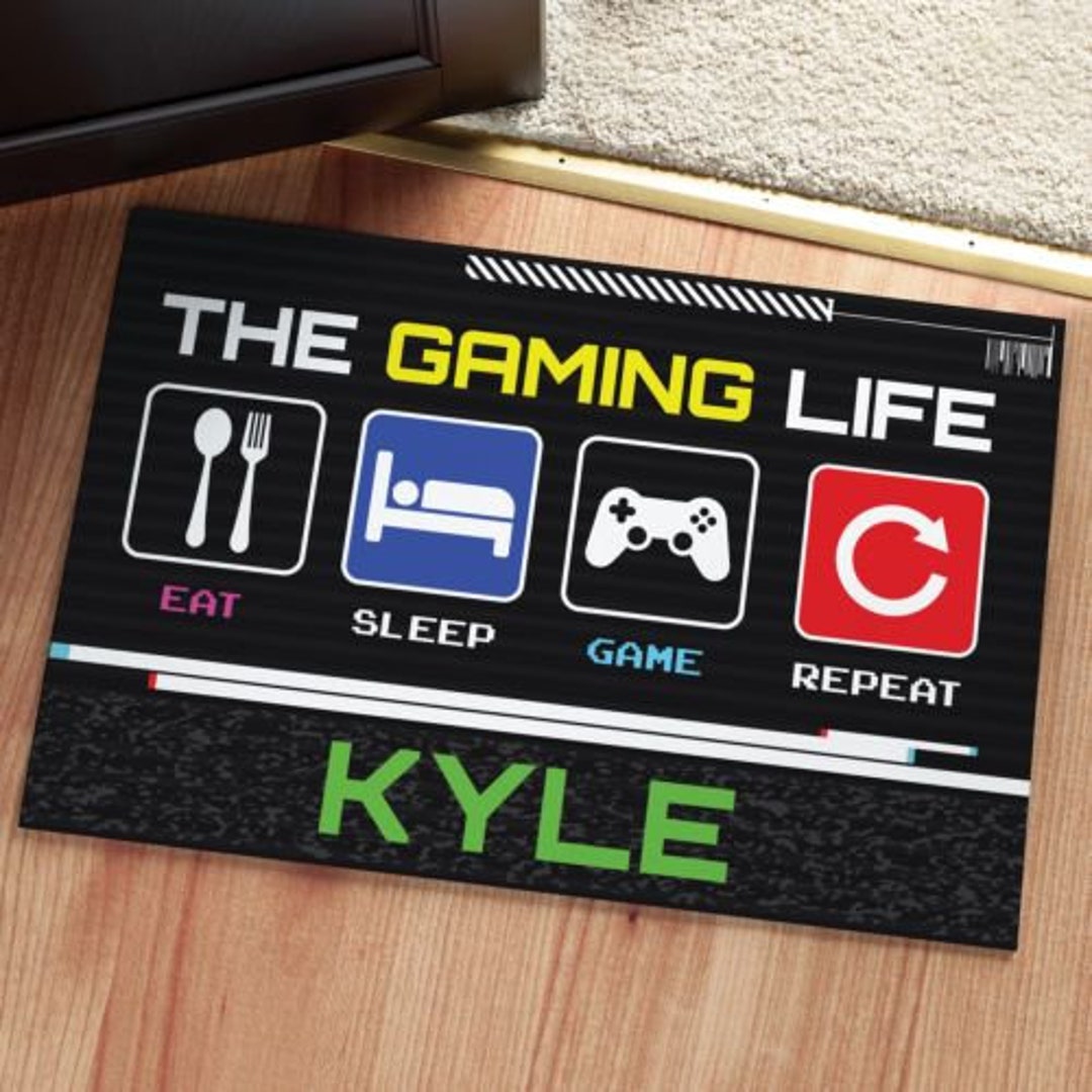 Gamer Life Personalized Doormat, Game Console Design Carpet, Gamer Room ...