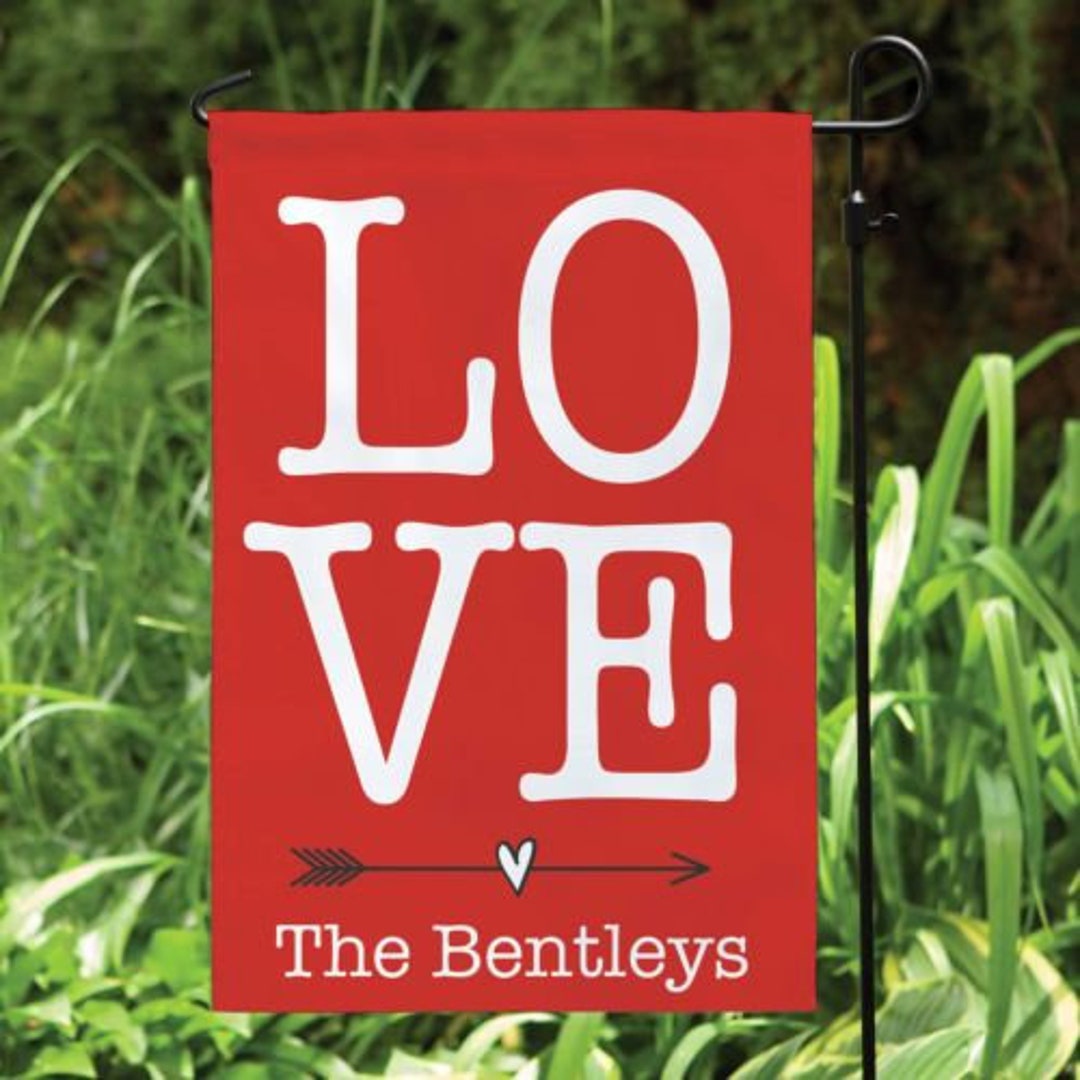 Valentine's Day LOVE Garden Flag, Valentines Day Decor, Personalized ...