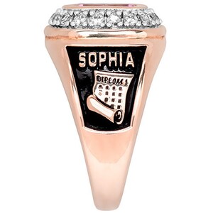 Rose Gold Class Graduation Ring With Cubic Zirconia and Birthstone - Etsy
