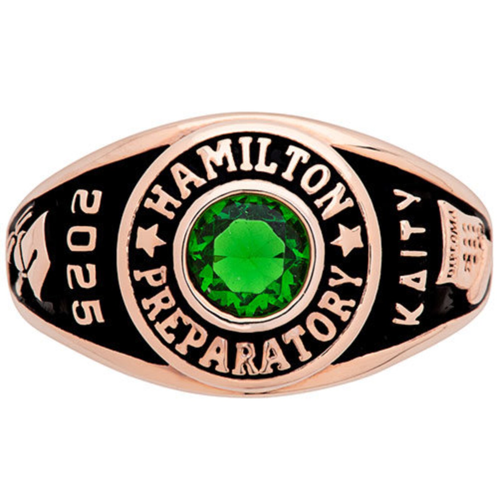 Rose Gold Women's Class Ring, Personalized Graduation Ring - Etsy