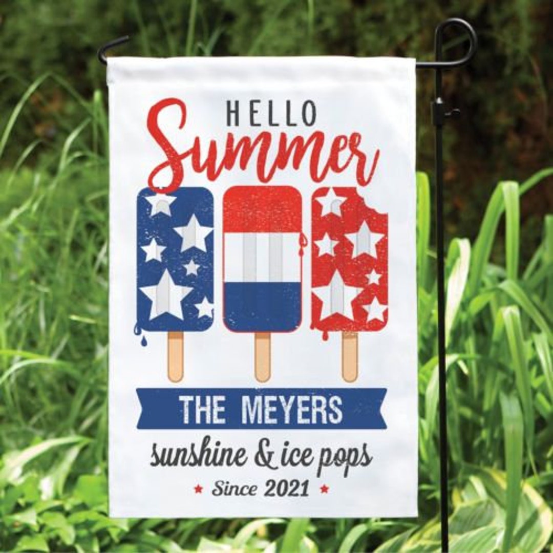 Personalized Ice Pops Garden Flag, Hello Summer, Patriotic Decor - Etsy