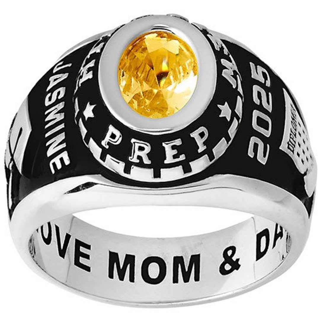 Women's Birthstone Personalized Class Ring, Graduation Ring, Ladies ...