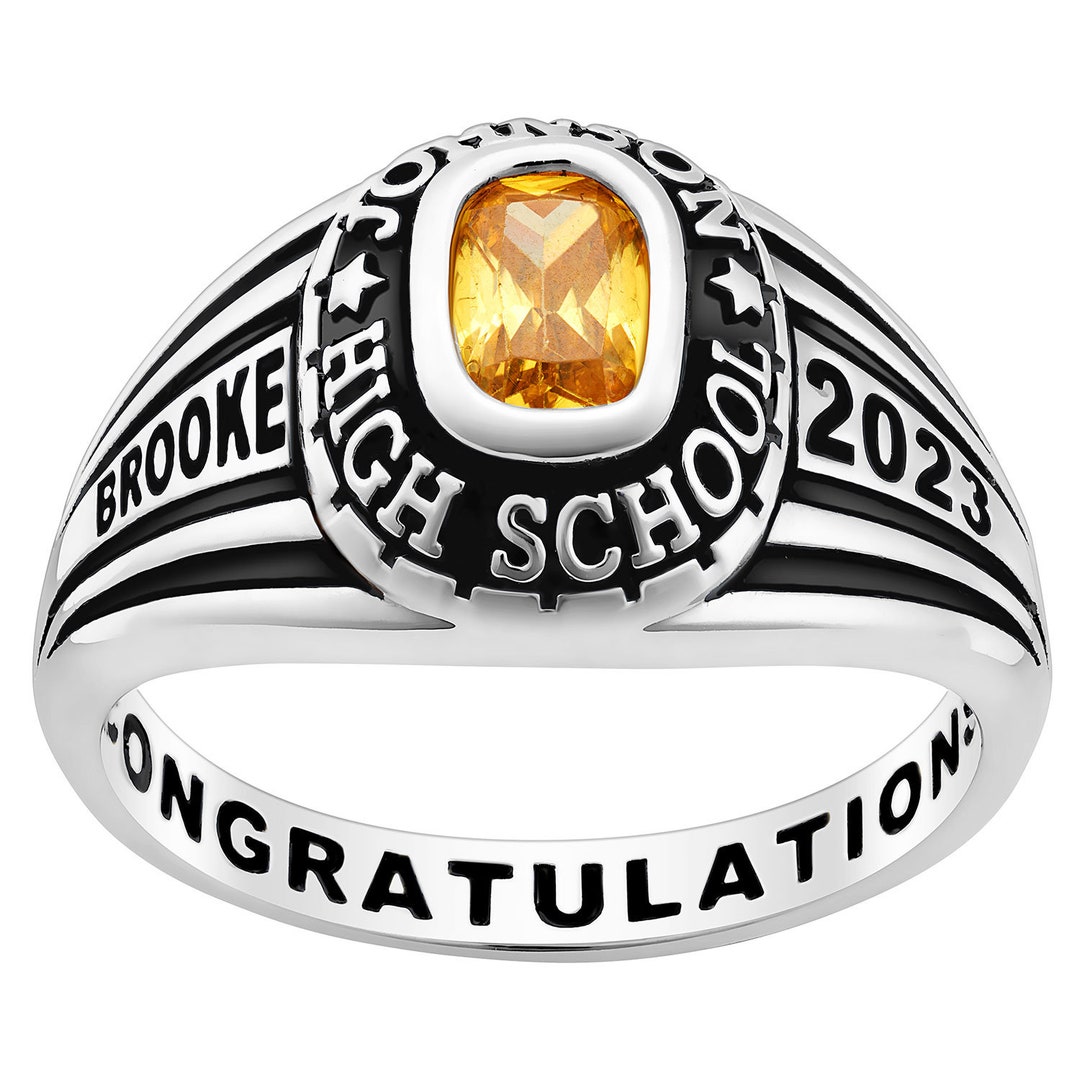 Personalized Graduation Class Ring, Birthstone, Sterling Silver - Etsy