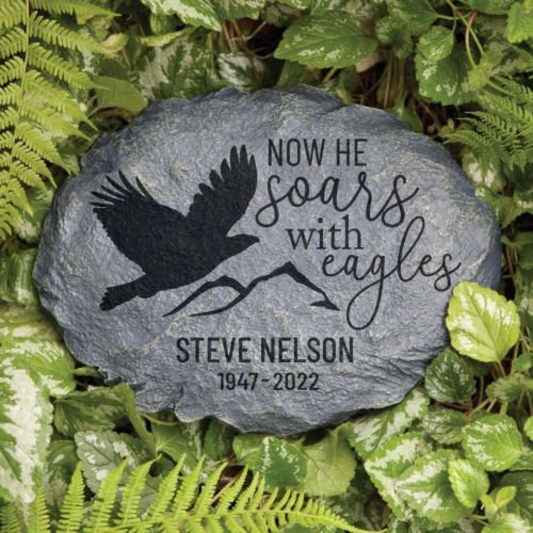 Now He Soars With Eagles Memorial Personalized Garden Stone, Memorial ...