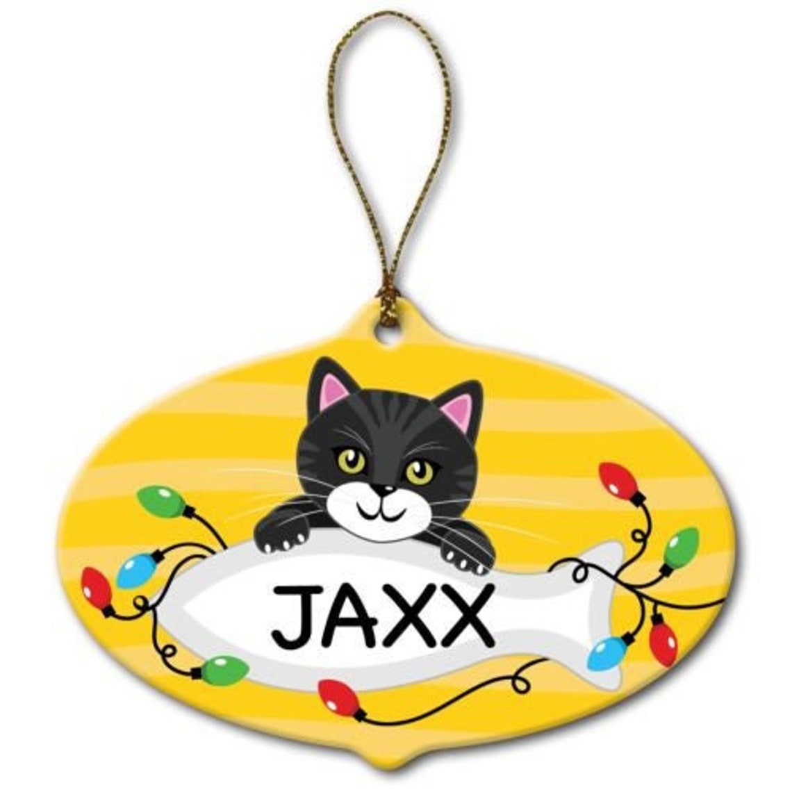 Black Personalized Ceramic Cat Ornament Ceramic Christmas - Etsy