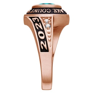 Ladies Celebrium Rose Gold Marquise Birthstone, Customized Class Ring ...