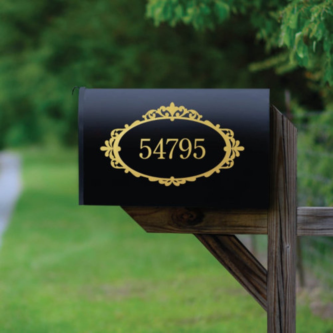 Ornamental Personalized Gold Mailbox Decal, Personalized Mailbox Decal ...