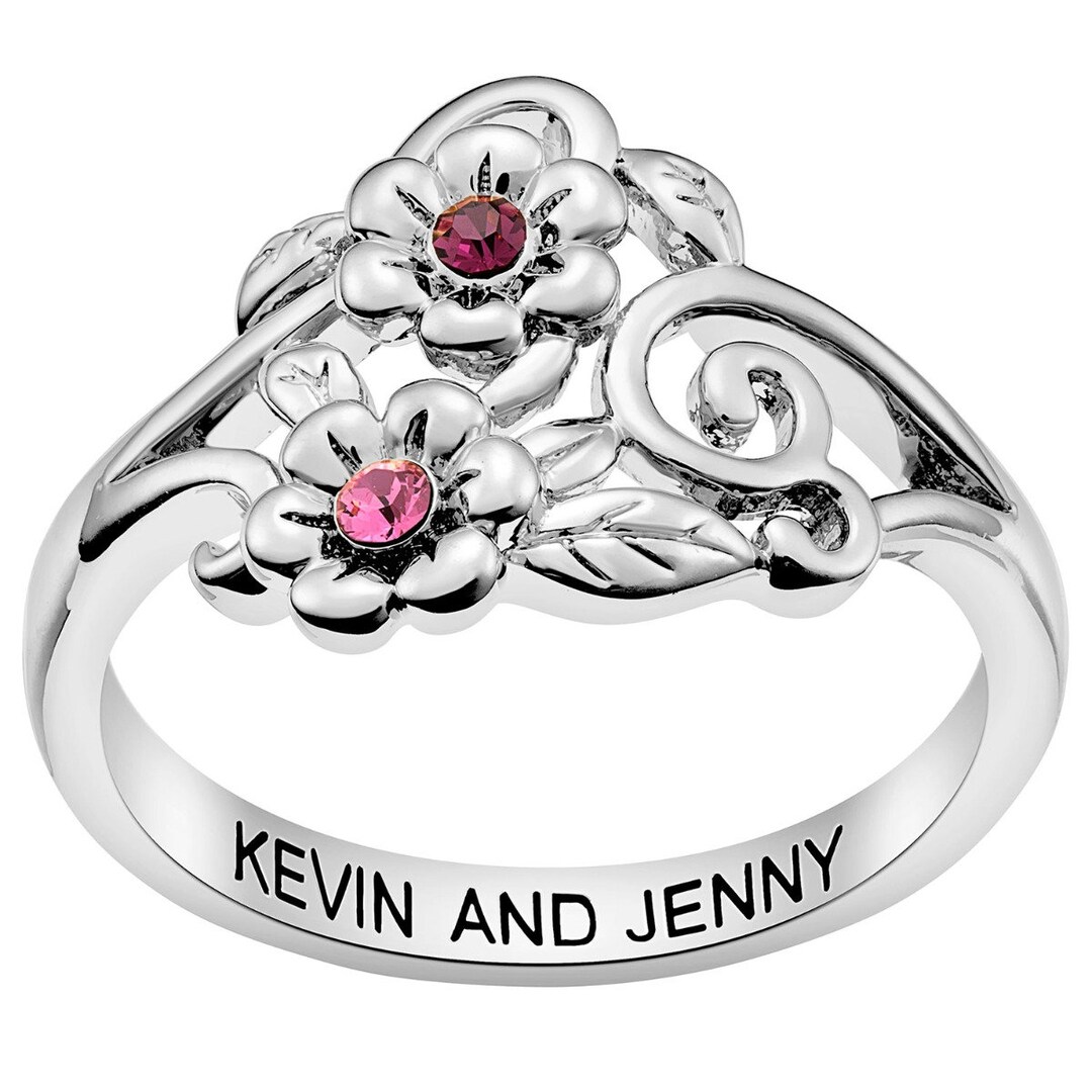Birthstone Couples Ring in Rhodium Plated, 14K Gold Plated and 14K Rose ...