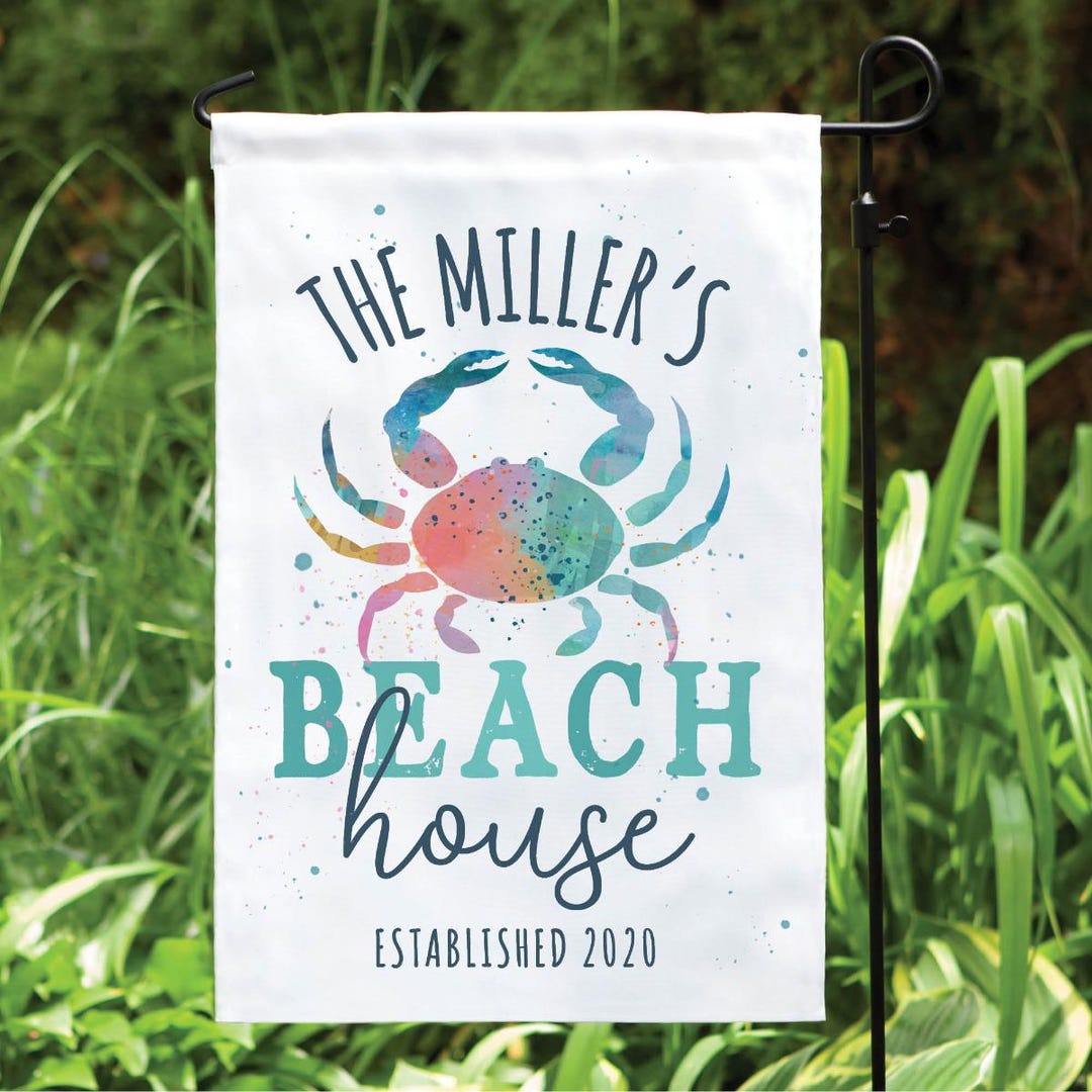 Personalized Beach House Garden Flag, Crab Outdoor Decor - Etsy