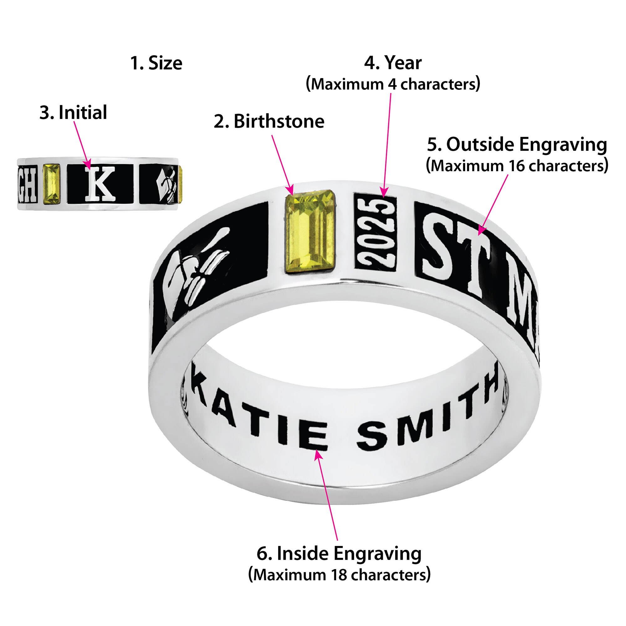 Rose Gold Class Ring, Graduation Gift, Personalized Celebrium Band - Etsy