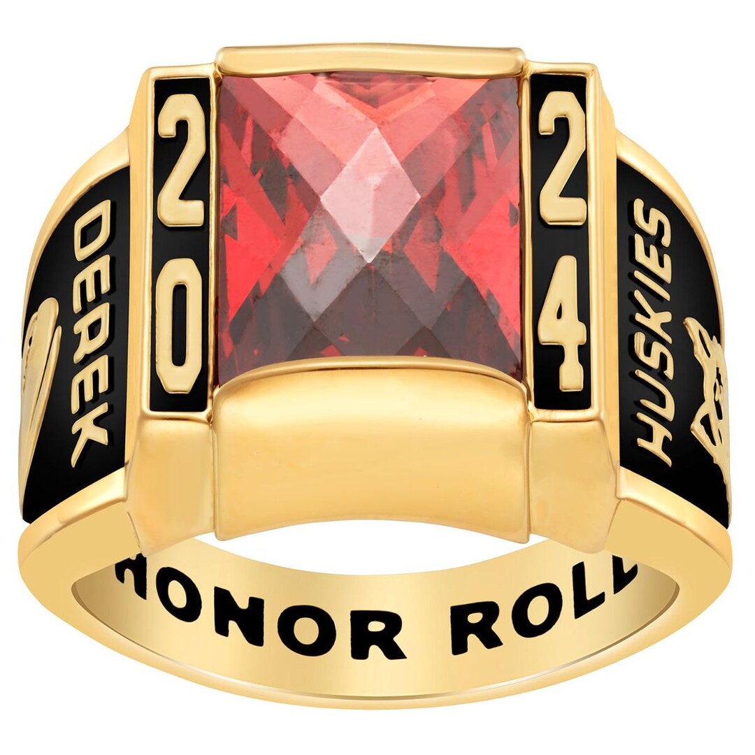 14K Gold Plated Men's Class Graduation Birthstone Ring - Etsy