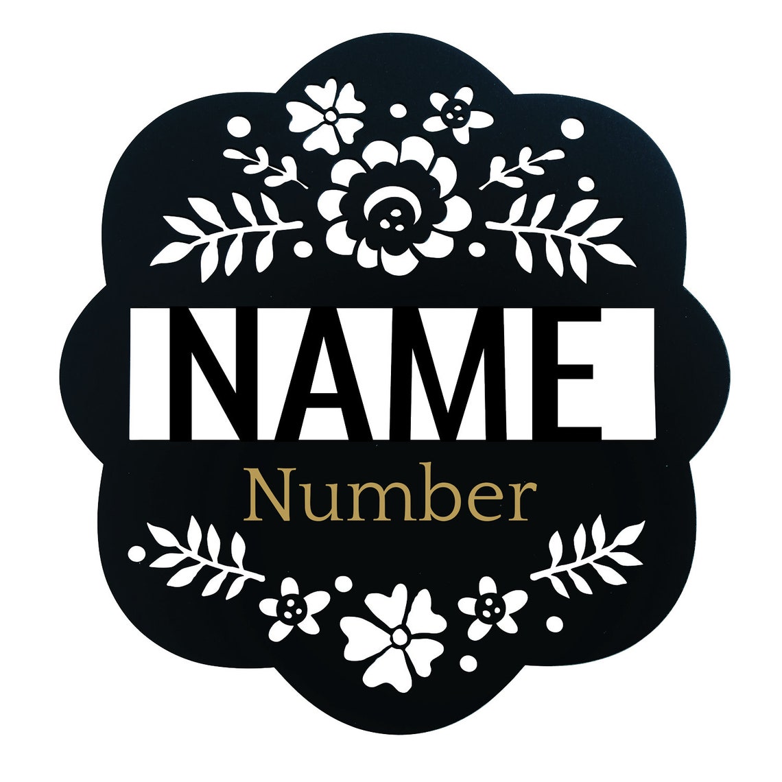 Personalized Floral Black Wood Garden Flag, House Number Sign - Etsy