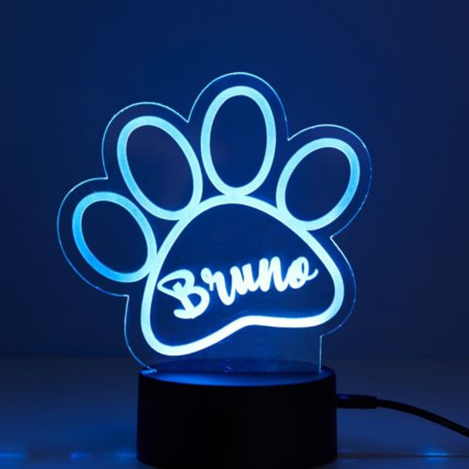 Paw Print Personalized Acrylic LED Nightlight Shark Night - Etsy