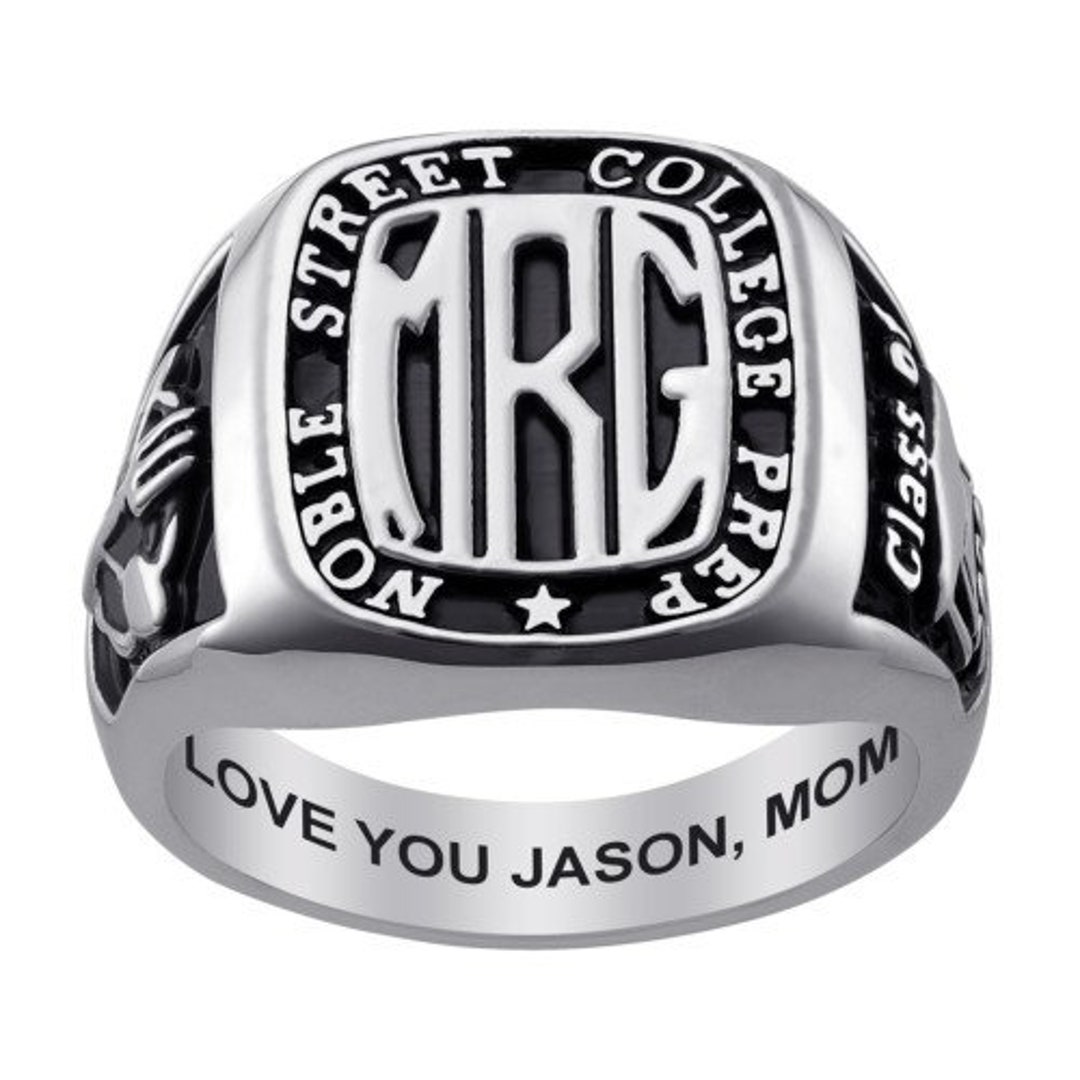 Men's Custom Signet/monogram Class/graduation Ring in Silver/platinum ...