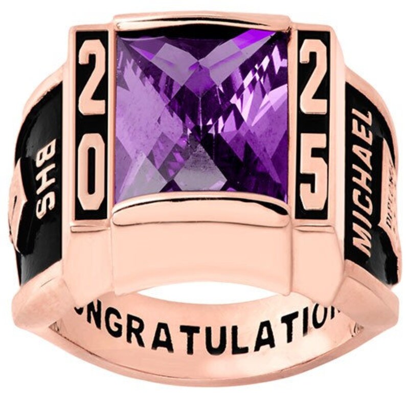 Personalized Art Deco Style Graduation Ring, Birthstone Celebrium Class ...