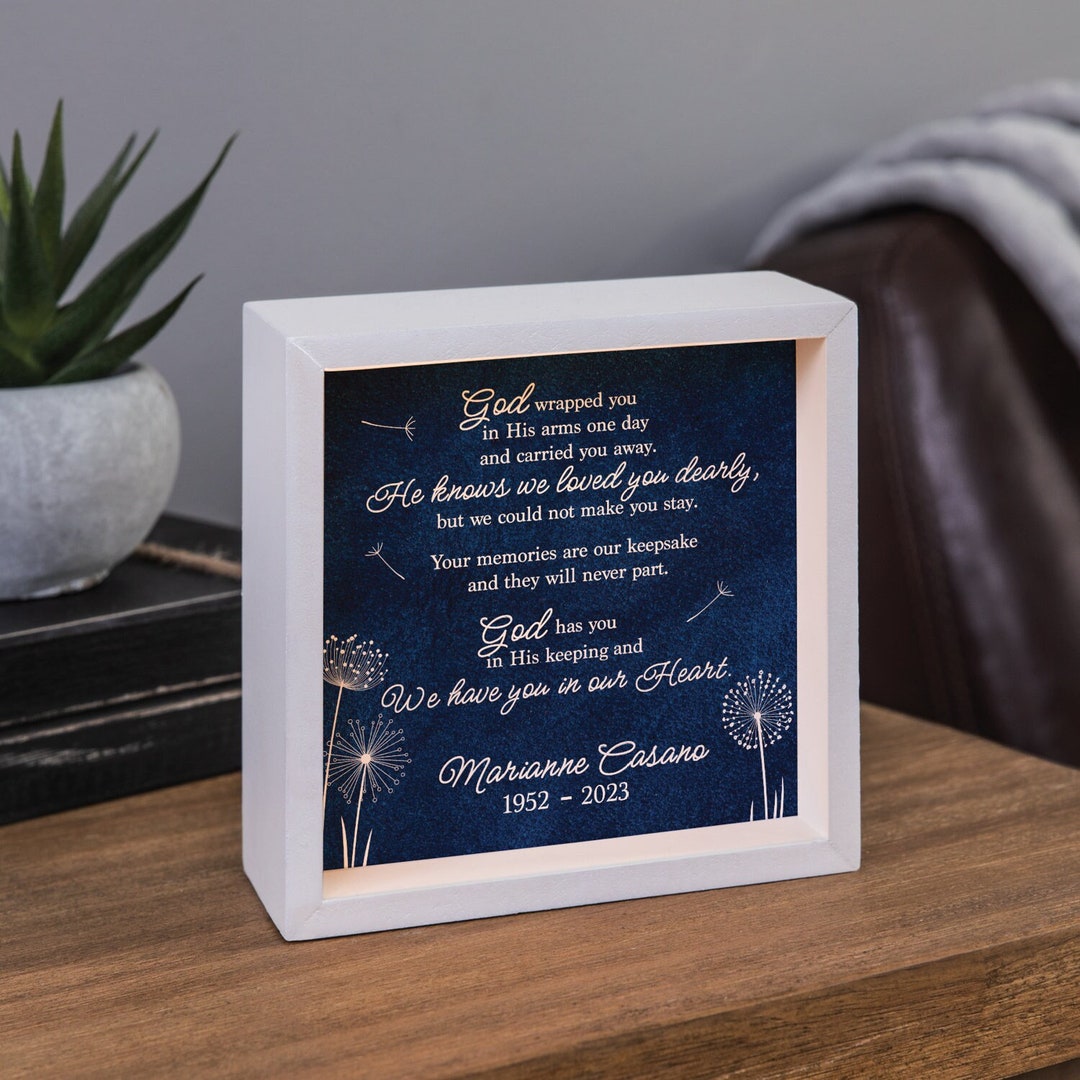 God Wrapped You in His Arms Memorial Light up Wood Shadow Box 6x6 - Etsy
