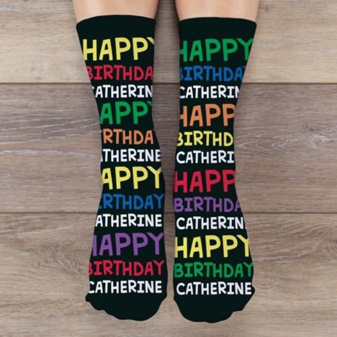 Personalized Happy Birthday Socks, Custom Name Gift - Etsy