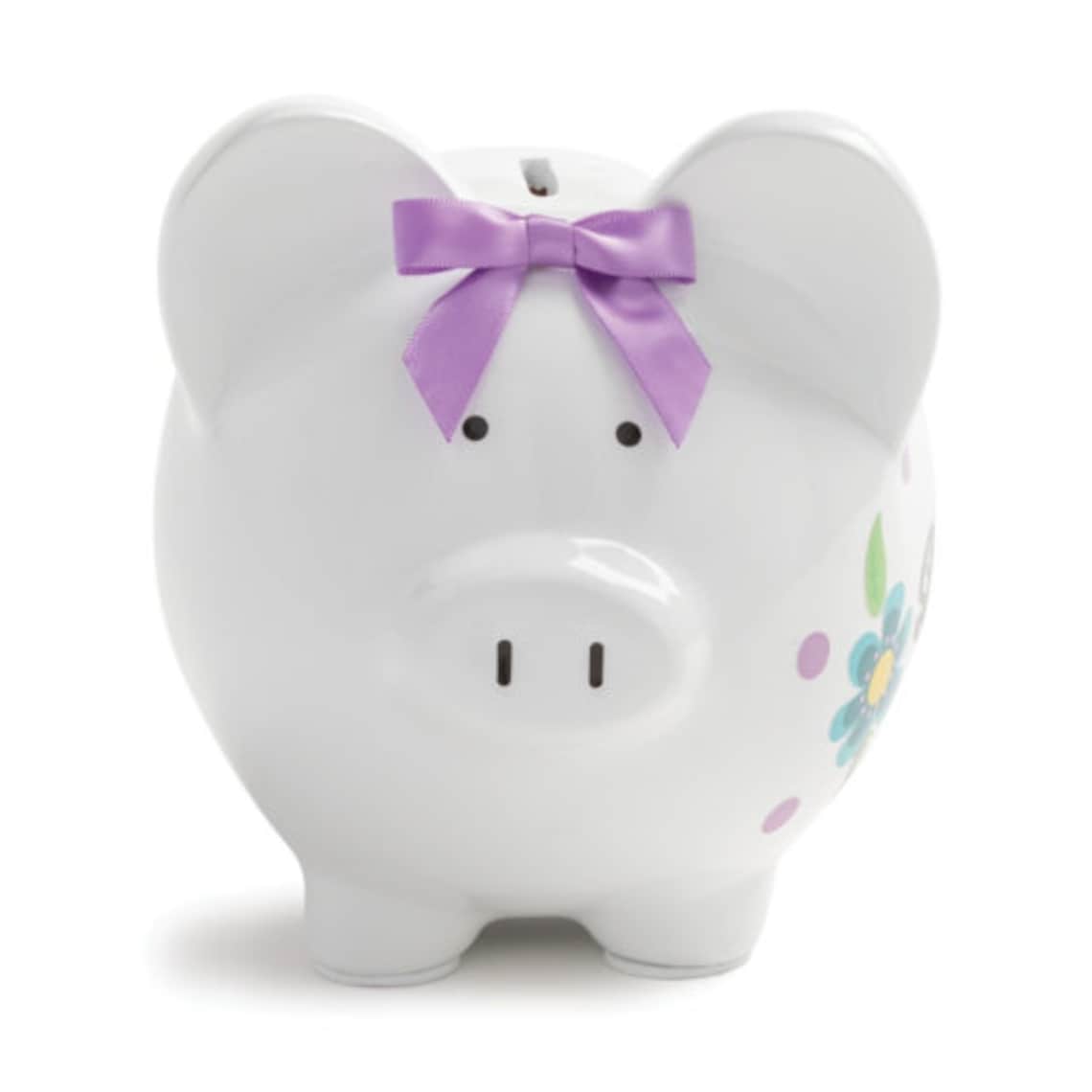 Personalized Girls Piggy Bank With Flowers New Baby Girl - Etsy