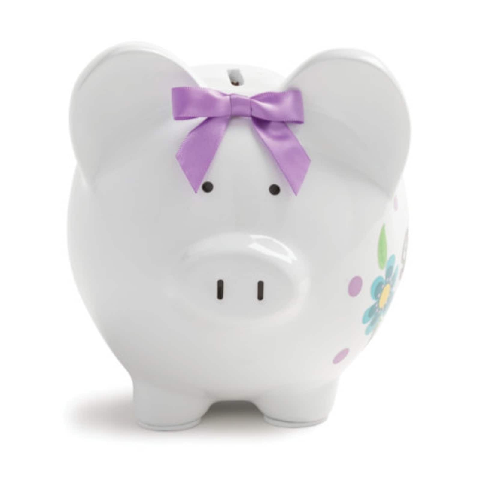 Personalized Girls Piggy Bank With Flowers New Baby Girl - Etsy