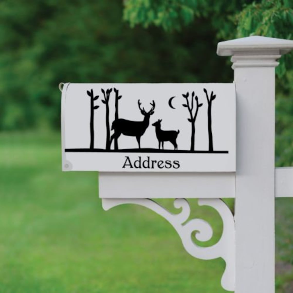 Deer in Woods Personalized Black Mailbox Decal Personalized - Etsy