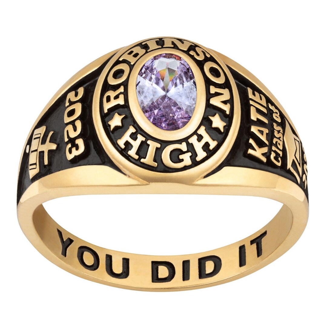 Ladies Gold Plated CELEBRIUM© Petite Birthstone Class Ring - Etsy