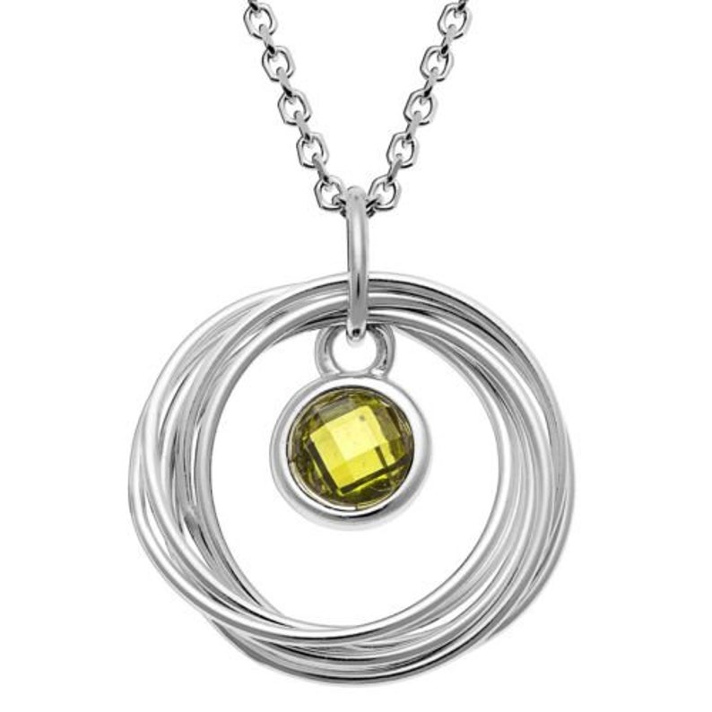Sterling Silver Interlocking Rings Necklace, Family Birthstone ...