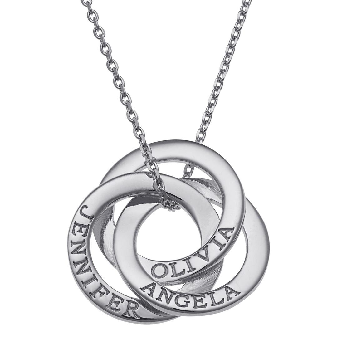 Sterling Silver Interlocking Rings Necklace, Personalized Name ...