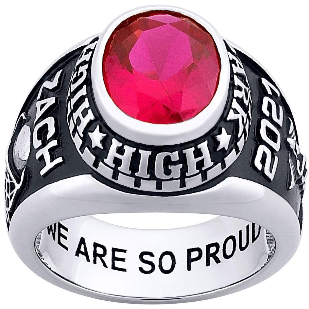 Men's Birthstone Class Ring, Platinum Plated Celebrium© Men's Class ...