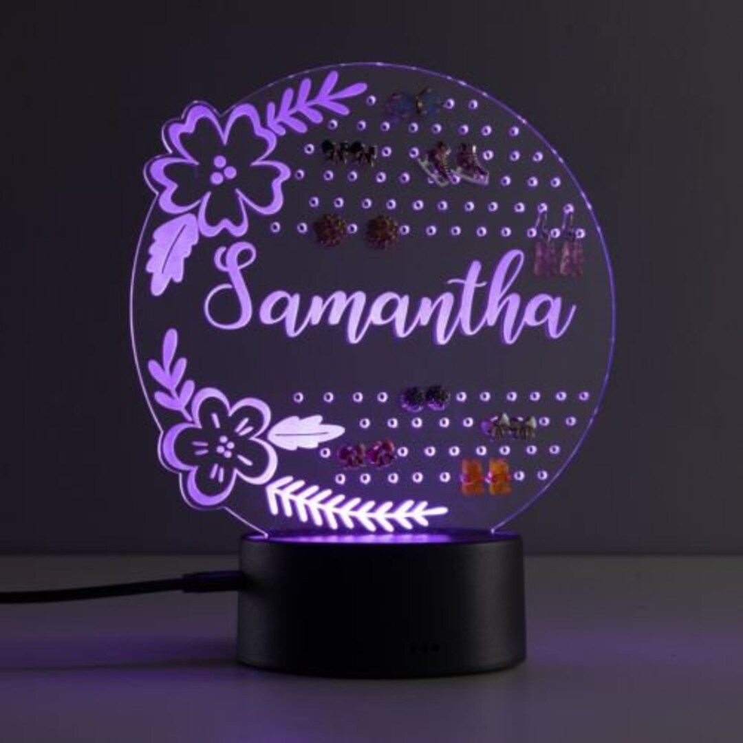 Floral Acrylic Personalized Earring Holder, Earring Stand, Acrylic ...