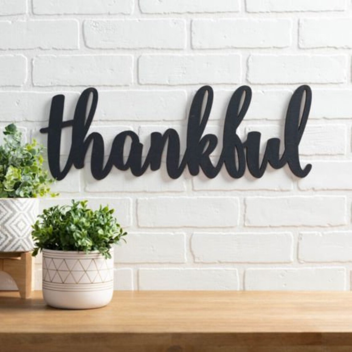 Thankful Black Wood Plaque Personalized Gifts Custom Text - Etsy