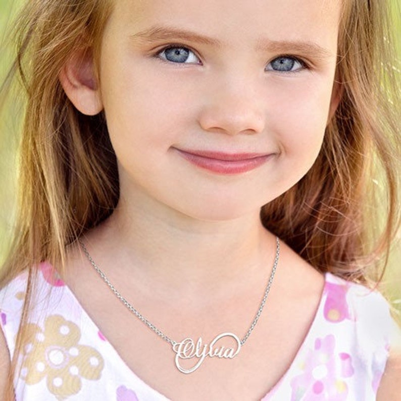 Sterling Silver Infinity Name Necklace, Personalized Kids Jewelry - Etsy