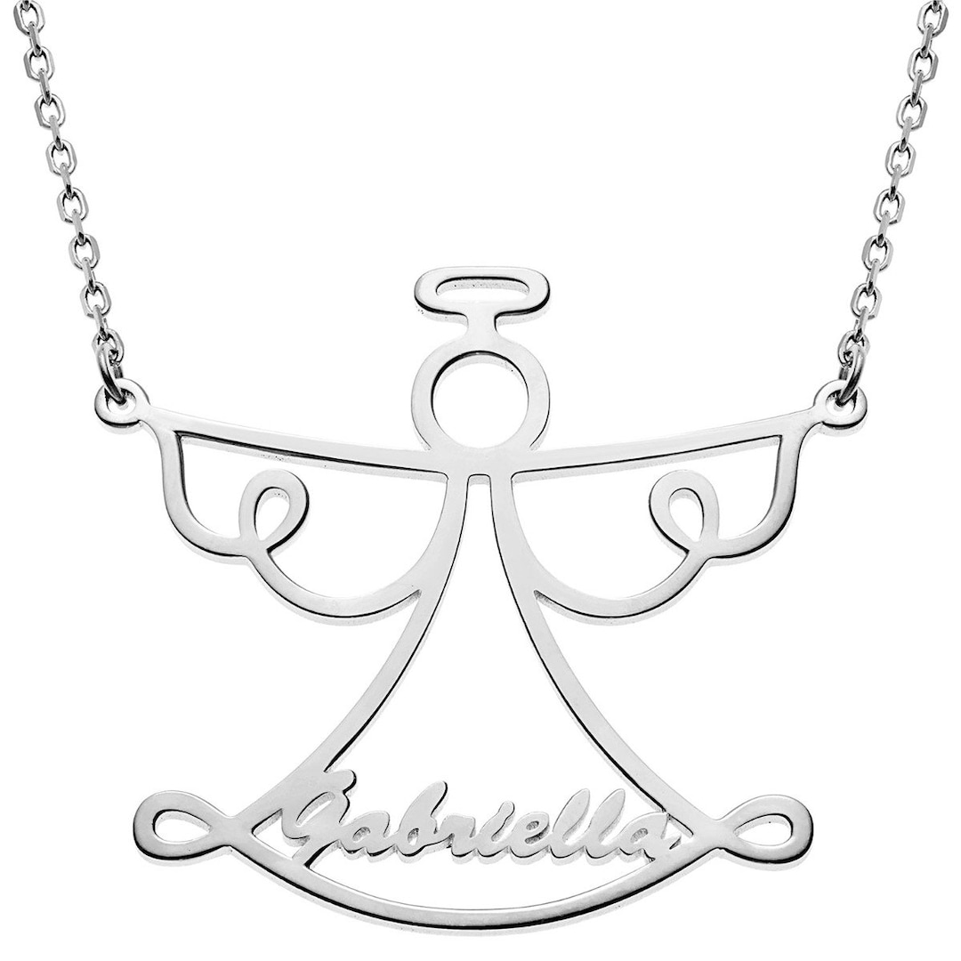 Guardian Angel Name Necklace in Silver, Gold or Rose Gold Plated - Etsy
