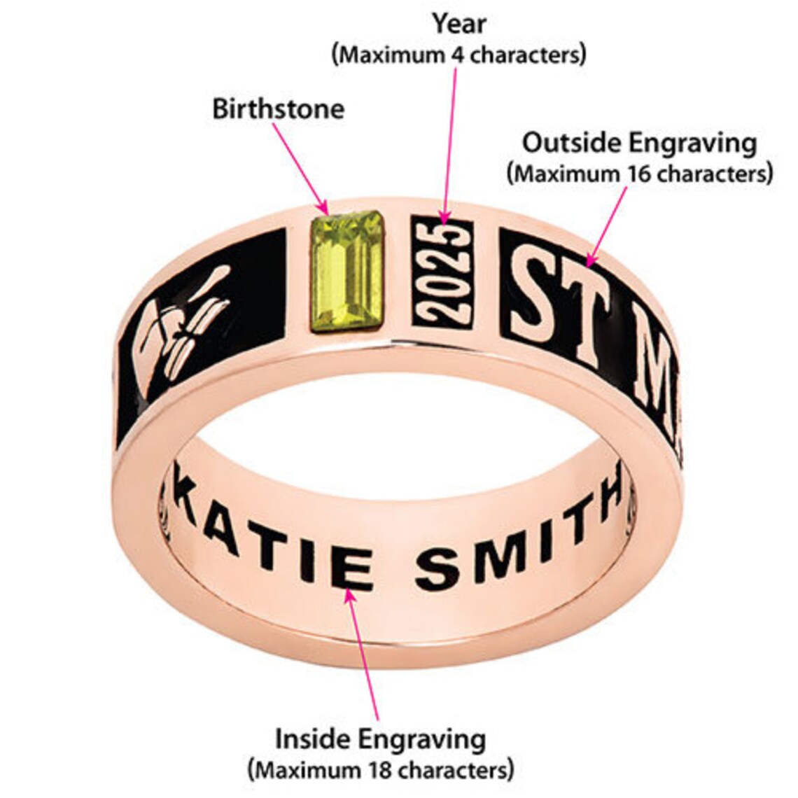 Women's Rose Gold CELEBRIUM™ Band Class Ring Women's - Etsy