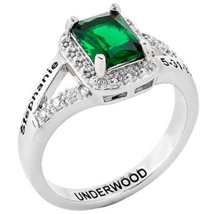 Birthstone High School College Class Ring, Women's Sterling Silver ...