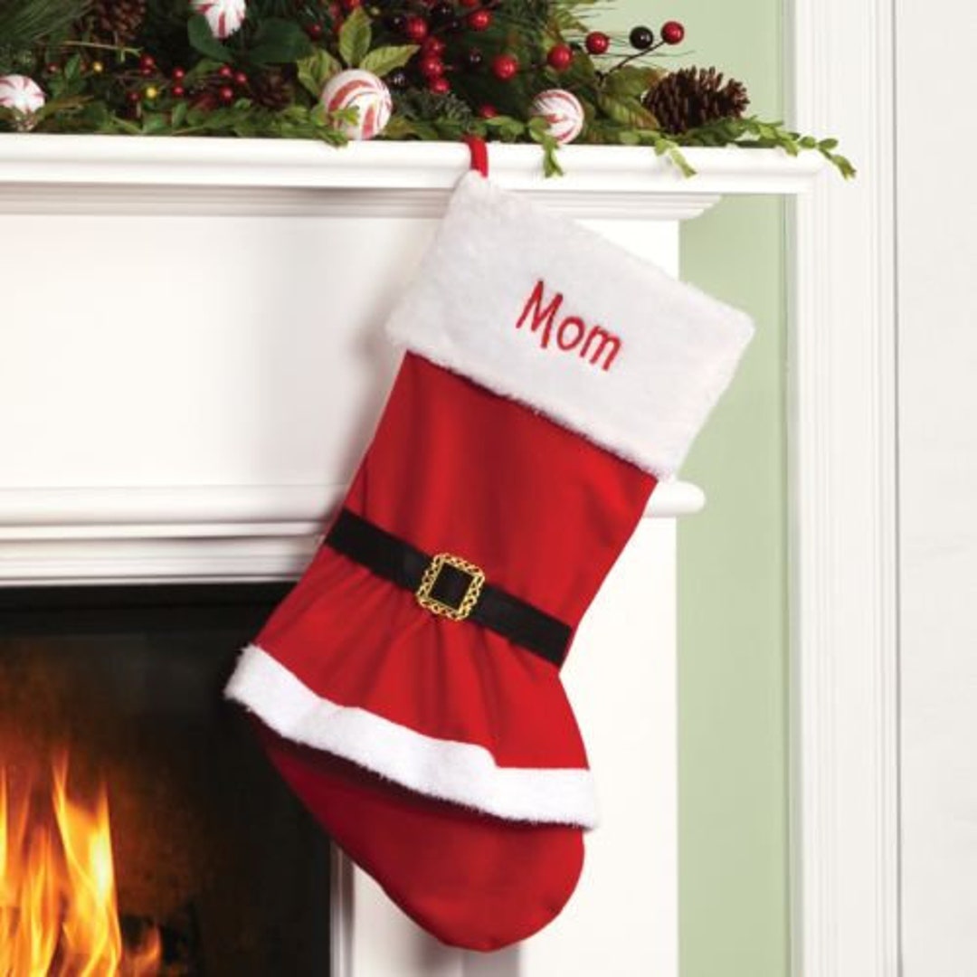 Personalized Mrs. Claus Coat Stocking, Personalized Christmas Stocking ...