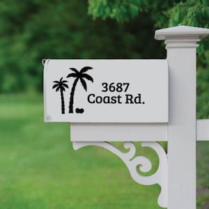 Palm Trees Personalized Black Mailbox Decal Personalized - Etsy