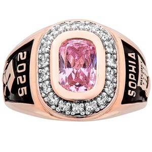 Rose Gold Class Graduation Ring With Cubic Zirconia and Birthstone - Etsy