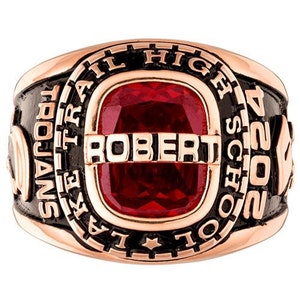 Men's Personalized Class Ring, 18K Gold Rose Plate. for Highschool or ...