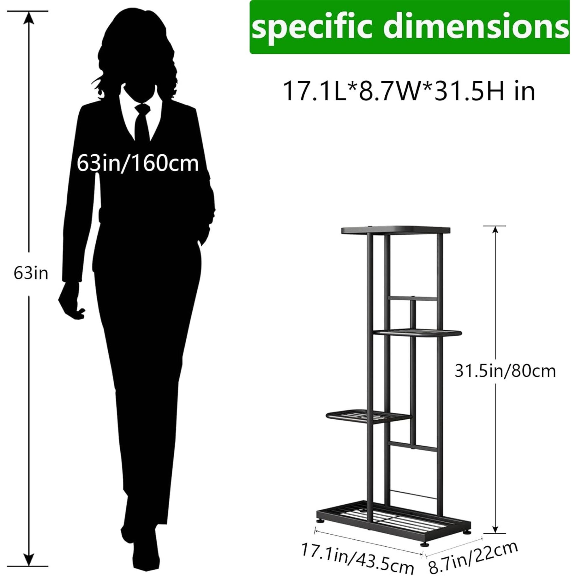 Plant Stand Metal 4 Tier 5 Potted Multiple Flower Pot Holder Shelf ...