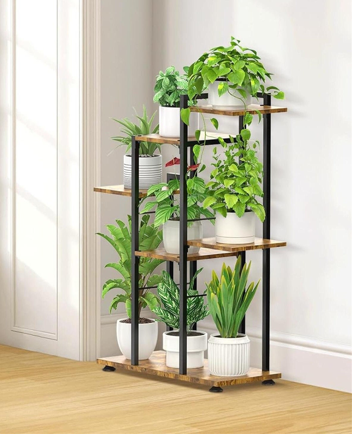 6 Tier 8 Potted Plant Stand Indoor Outdoor, Metal Tall Plant Shelves ...