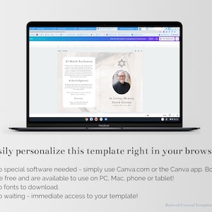Jewish Funeral Program Template With Star, Obituary Template, Printable ...