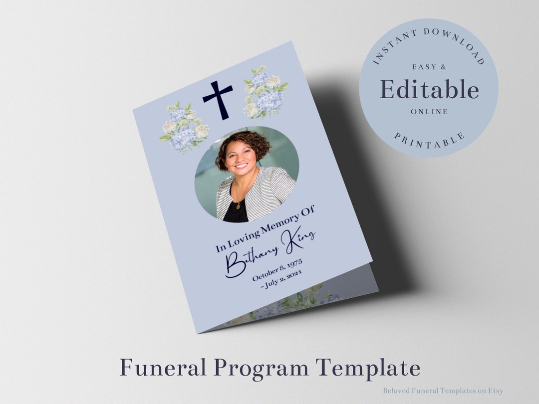 Christian Funeral Program Template With Cross, Obituary Template ...