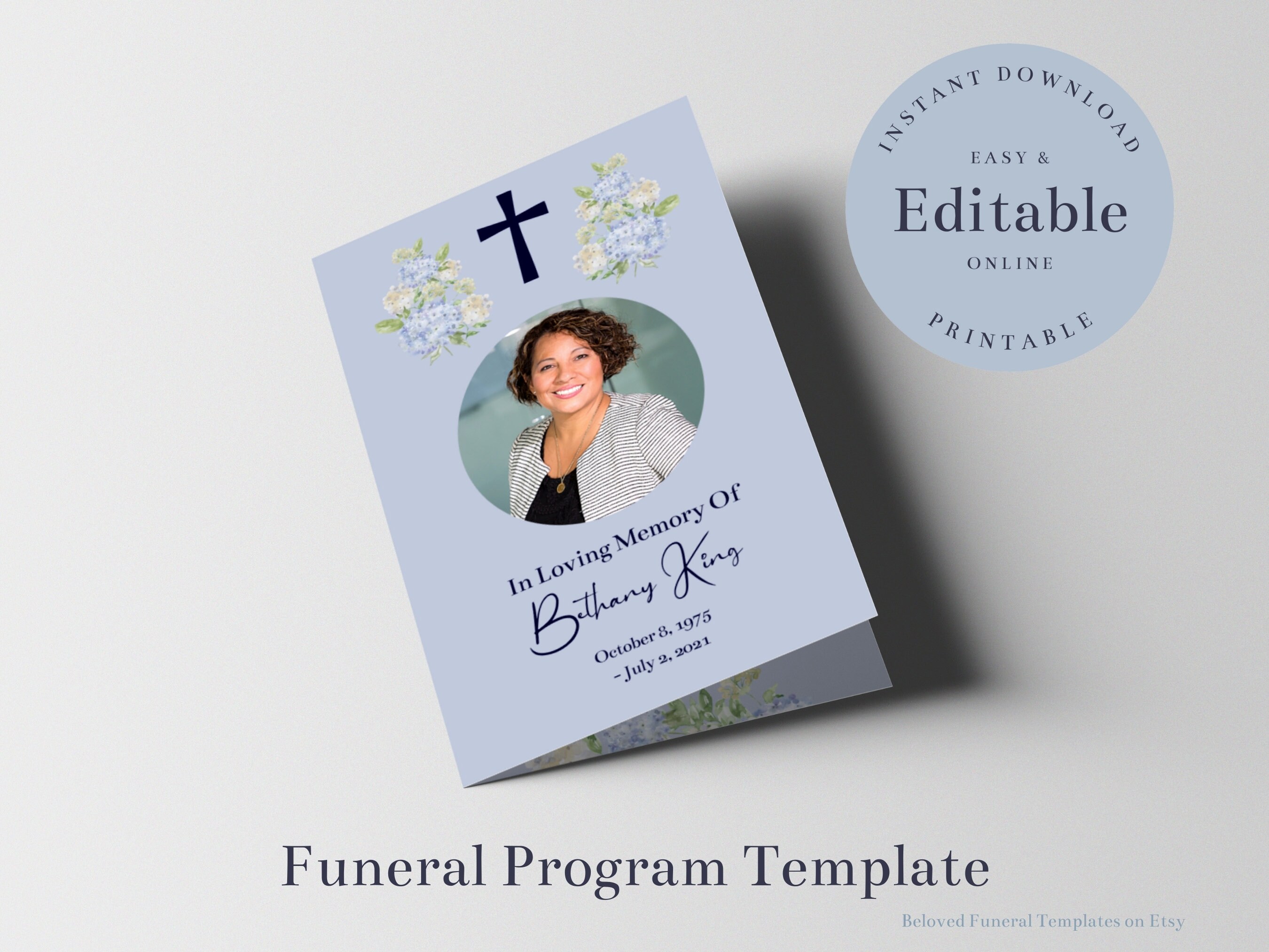 Christian Funeral Program Template With Cross, Obituary Template ...