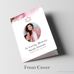 Jewish Funeral Program Template With Star, Obituary Template, Printable ...