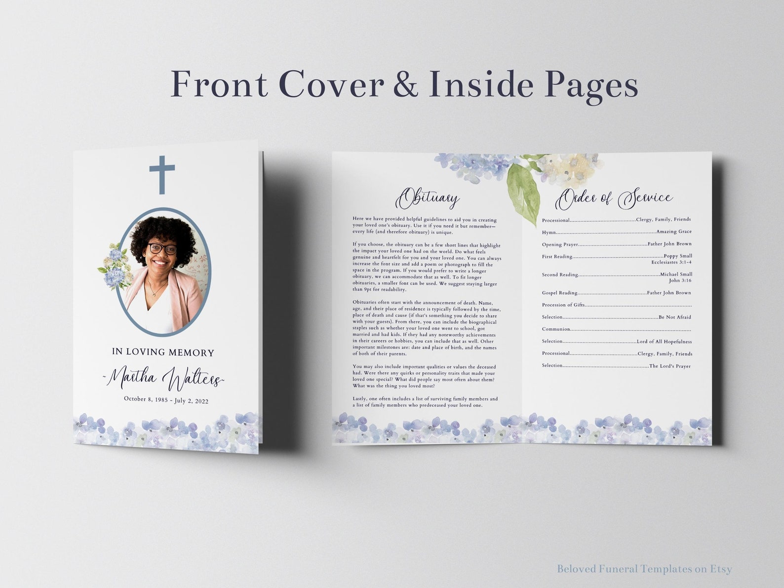 Christian Funeral Program Template With Cross, Obituary Template ...