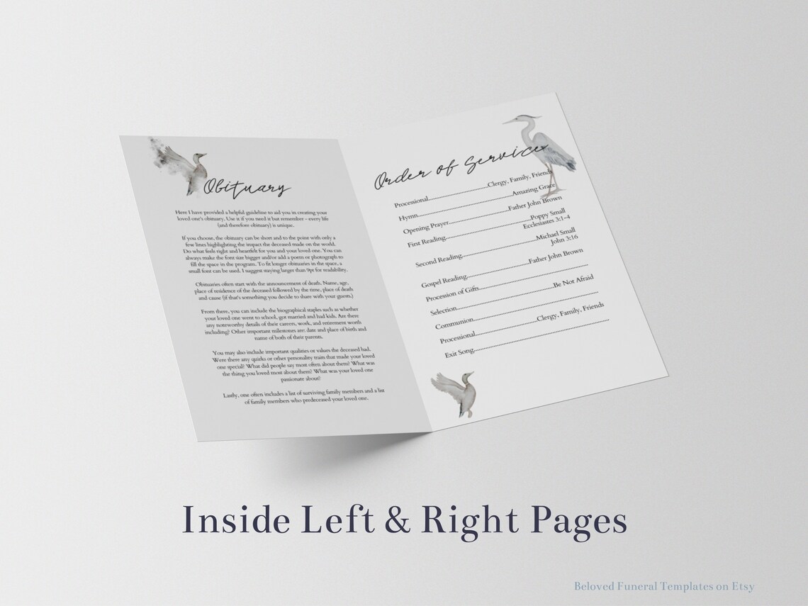 Christian Funeral Program Template With Cross, Obituary Template, in ...