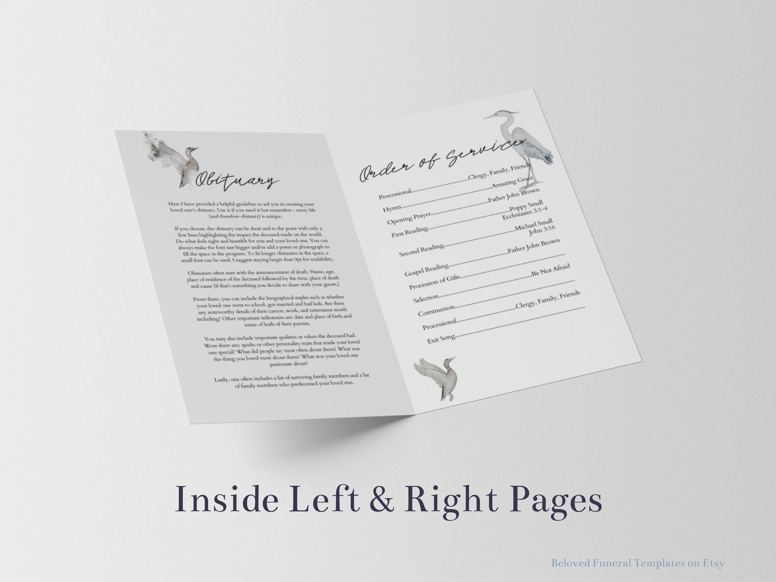 Christian Funeral Program Template With Cross, Obituary Template, in ...