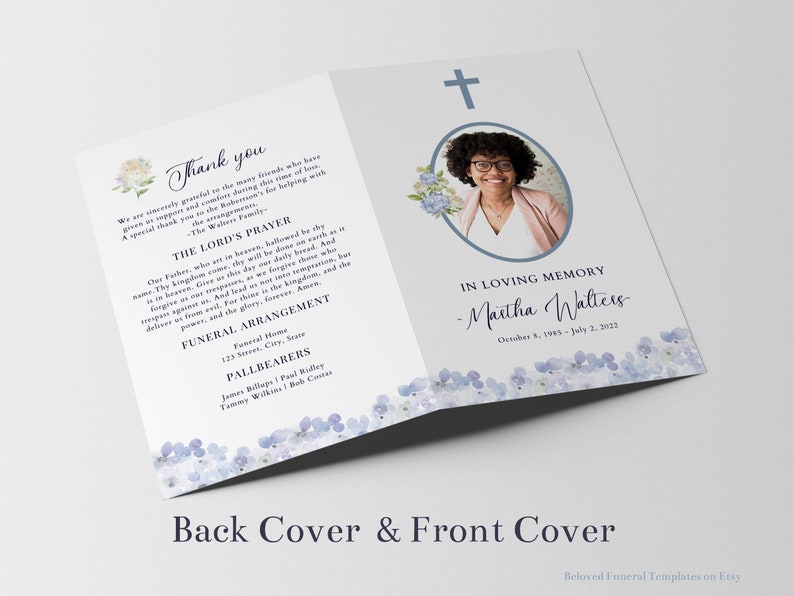 Christian Funeral Program Template With Cross, Obituary Template ...