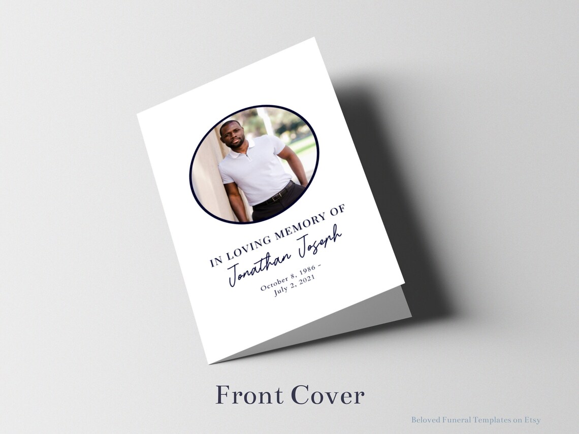 Men's, Funeral Program Template for Man, Obituary Template, Printable ...